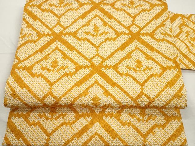 平和屋着物●名門　藤娘きぬたや・総絞り　九寸名古屋帯　吉祥文　山吹色　正絹　逸品　CAAX9523yk