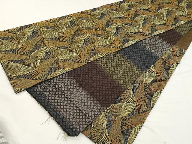 平和屋着物●両面　六通柄袋帯　吉祥文　金糸　正絹　逸品　CAAX9557yk