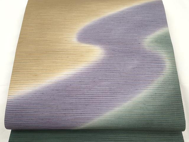 平和屋着物●両面　太鼓柄袋帯　紬地　草木　道長文　正絹　逸品　CAAX9578yk