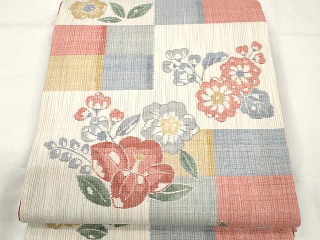 平和屋着物●本場結城玉紬　全通柄袋帯　紬地　 舞花文　結織苑　保証書付き　正絹　逸品　CAAX9580yk
