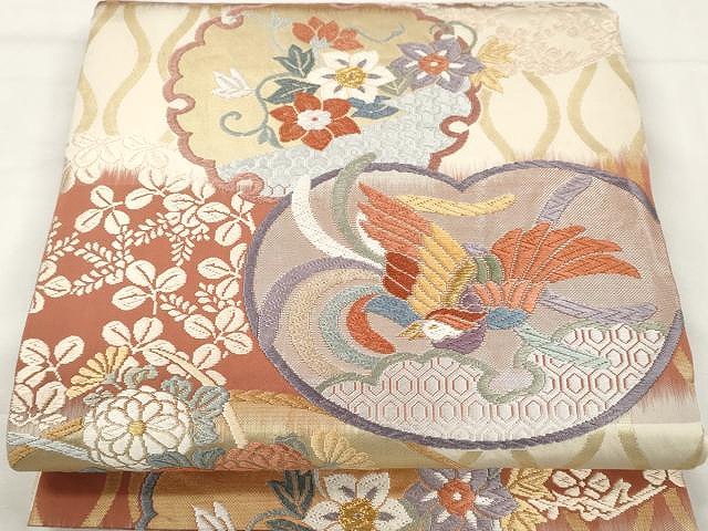 平和屋着物●六通柄袋帯　唐織　鳳凰花文　金銀糸　正絹　逸品　CAAX9592yk