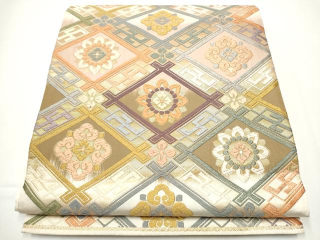 平和屋着物●六通柄袋帯　唐織　菱花文　金糸　正絹　逸品　CAAY2414hy