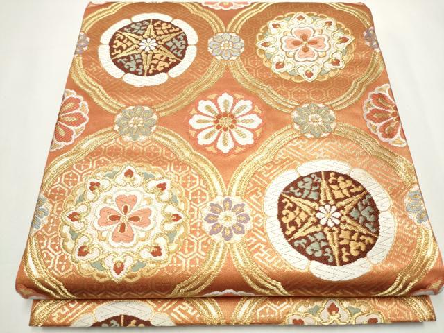 平和屋着物●六通柄袋帯　唐織　吉祥花文　金糸　正絹　逸品　CAAY2424hy