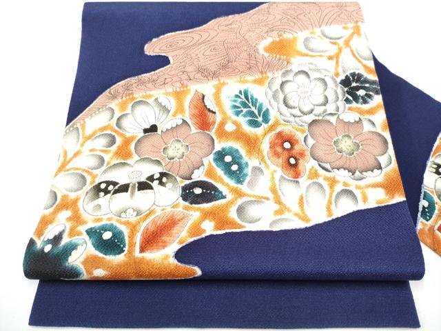 平和屋着物●九寸名古屋帯　作家物　辻が花　鬼しぼ縮緬　正絹　逸品　CAAY2453hy
