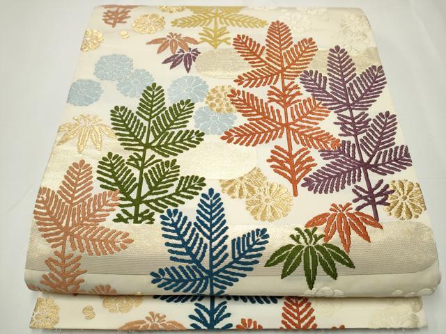 平和屋着物●六通柄袋帯　唐織　草木染　草花文　本金箔　正絹　逸品　CAAY2477hy