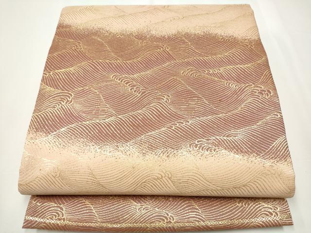 平和屋着物●西陣　織楽浅野　全通柄袋帯　立浪文　金糸　正絹　逸品　CAAY2481hy