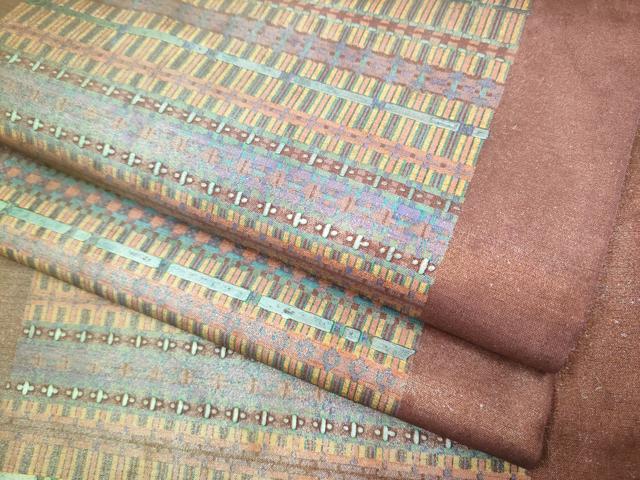 平和屋着物●全通柄袋帯　紬地　横段文　正絹　逸品　CAAY2487hy