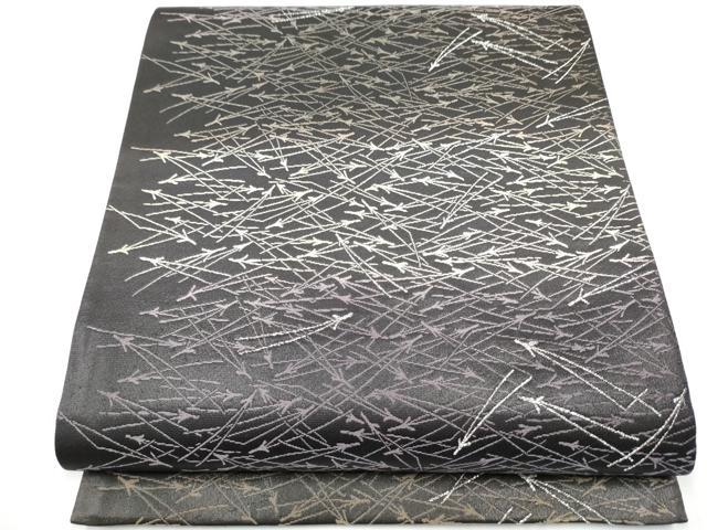 平和屋着物●全通柄袋帯　こぼれ松葉文　銀通し地　正絹　逸品　CAAY2490hy