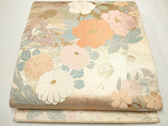 平和屋着物●六通柄袋帯　唐織　草花文　金銀糸　正絹　逸品　CAAY2515hy