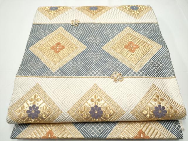 平和屋着物●六通柄袋帯　唐織　菱花文　金銀糸　正絹　逸品　CAAY2521hy