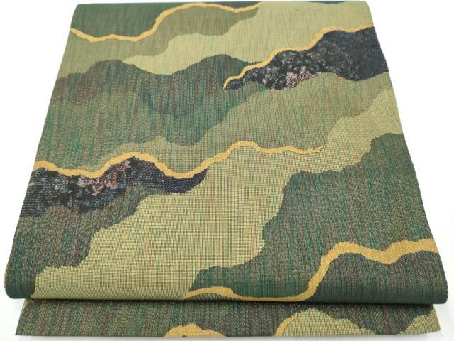 平和屋着物●六通柄袋帯　本泥大島織　道長文　金糸　正絹　逸品　CAAY2524hy