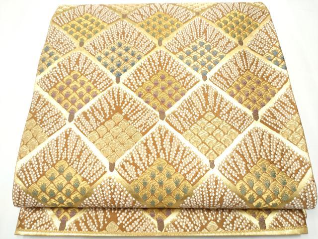 平和屋着物●六通柄袋帯　唐織　孔雀文　金糸　正絹　逸品　CAAY2526hy