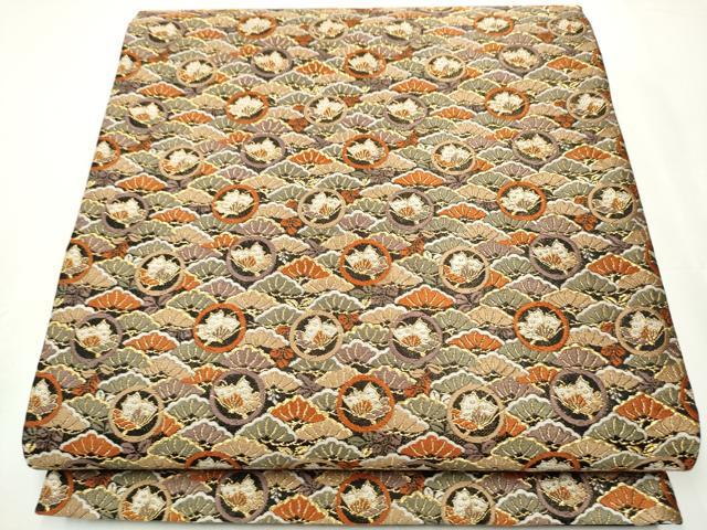 平和屋着物●六通柄袋帯　唐織　松舞蝶丸文　黒地　金糸　鈴乃屋扱い　正絹　逸品　CAAY2534hy