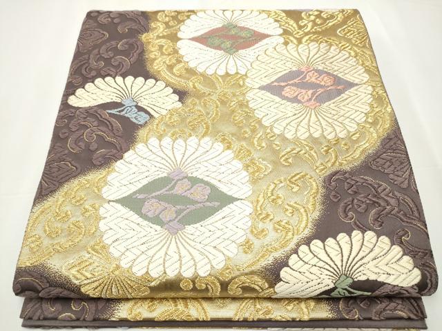 平和屋着物●六通柄袋帯　唐織　花唐草文　金糸　引箔　正絹　逸品　CAAY2536hy