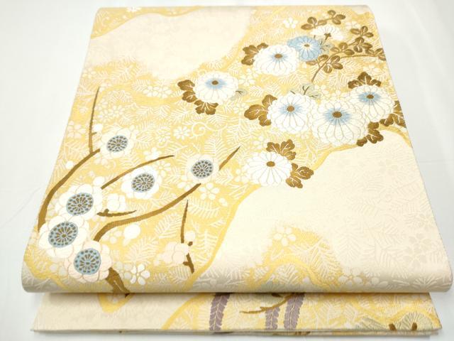 平和屋着物●六通柄袋帯　唐織　枝花文　正絹　逸品　CAAY2541hy