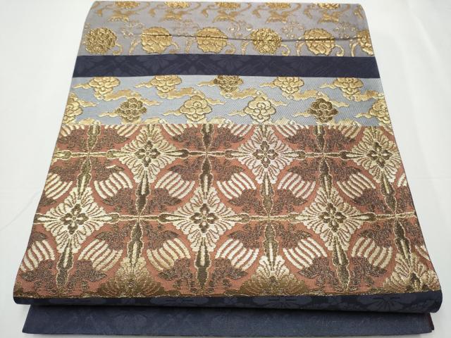平和屋着物●全通柄袋帯　名物裂　金糸　正絹　逸品　CAAY2547hy