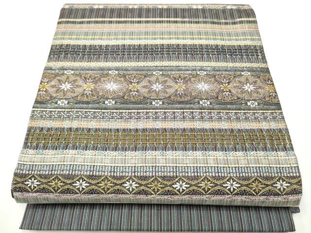 平和屋着物●両面　太鼓柄袋帯　螺鈿箔　横段花文　金糸　やまと誂製　正絹　逸品　CAAY2552hy