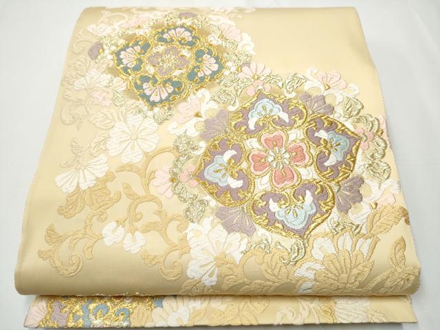 平和屋着物●六通柄袋帯　唐織　花唐草文　本金箔　正絹　逸品　CAAY2556hy