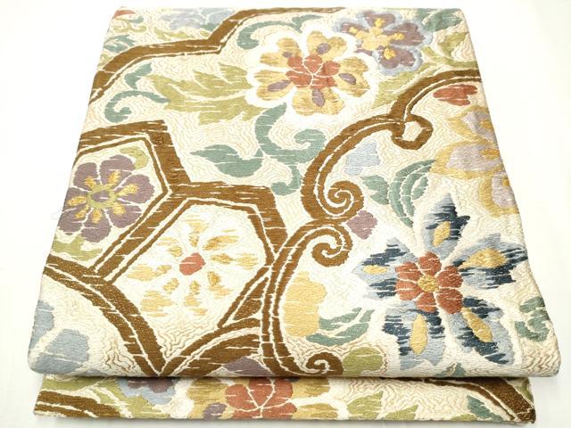 平和屋着物●六通柄袋帯　唐織　花唐草文　金糸　正絹　逸品　CAAY2564hy