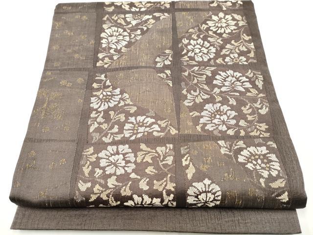 平和屋着物▽スリーシーズン　春夏秋　太鼓柄袋帯　色紙花唐草文　金糸　正絹　逸品　CAAY2567hy