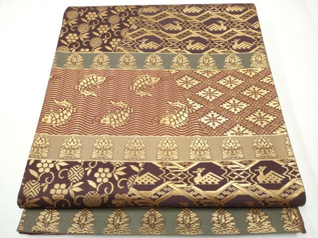 平和屋着物●六通柄袋帯　名物裂　金糸　正絹　逸品　CAAY2578hy