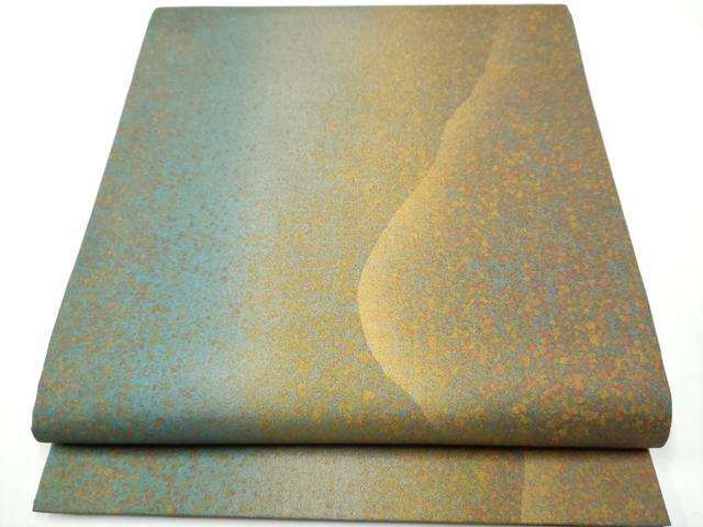 平和屋着物●全通柄袋帯　紬地　霞文　金彩　正絹　逸品　CAAY2579hy