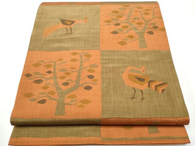 平和屋着物●名門木屋太　今河織物　六通柄袋帯　枝葉鳥文　正絹　逸品　CAAY2581hy