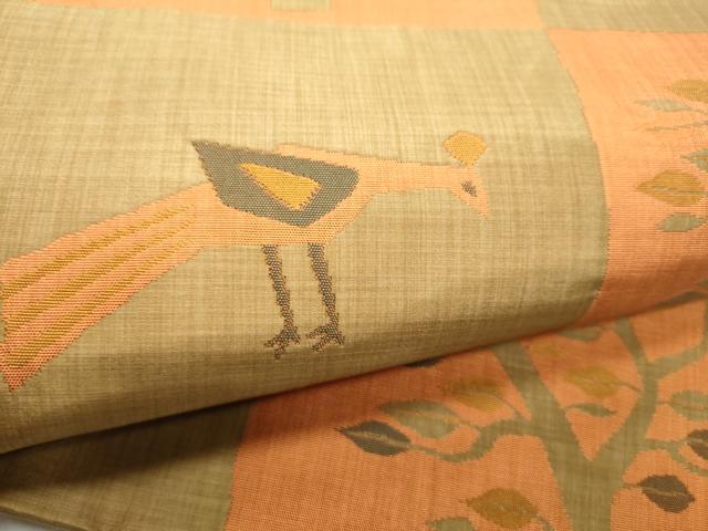 平和屋着物○名門木屋太 今河織物 六通柄袋帯 枝葉鳥