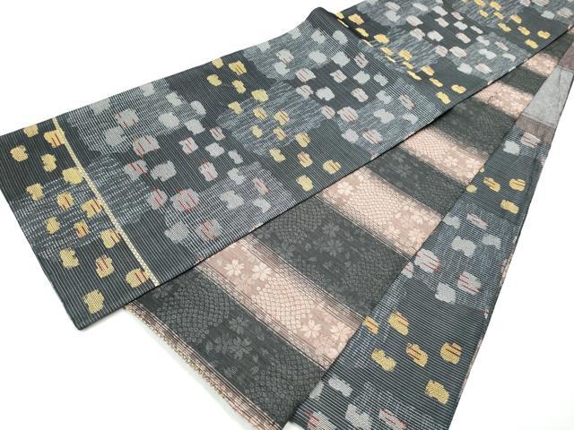 平和屋着物●両面　六通柄袋帯　幾何学文様　正絹　逸品　CAAY2600hy