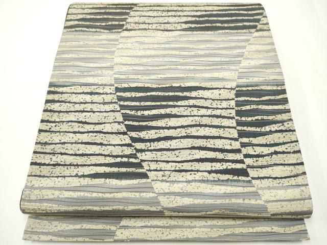 平和屋着物●両面　全通柄袋帯　横段文　正絹　逸品　CAAY2610hy