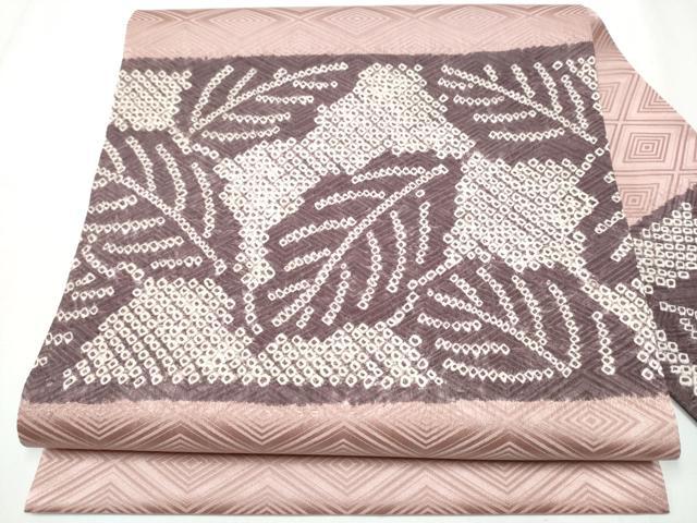 平和屋着物●九寸名古屋帯　絞り　舞葉文　正絹　逸品　CAAY2634hy