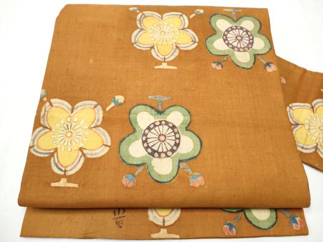 平和屋着物●九寸名古屋帯　作家物　紬地　舞花文　正絹　逸品　CAAY2649hy