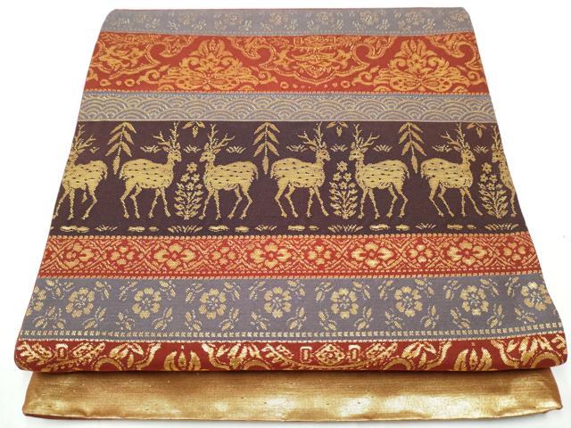 平和屋着物●西陣　六通柄袋帯　正倉院裂文錦　金糸　証紙付き　正絹　逸品　未使用　CAAY2675hy