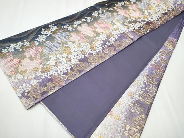 平和屋着物○六通柄袋帯 舞桜文 金銀糸 正絹 逸品 CAAY2711hy