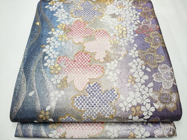 平和屋着物○六通柄袋帯 舞桜文 金銀糸 正絹 逸品 CAAY2711hy