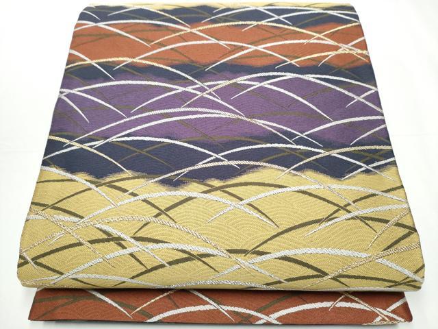 平和屋着物●両面　六通柄袋帯　芝草文　金銀糸　正絹　逸品　CAAY2763hy