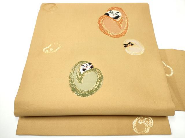 平和屋着物●九寸名古屋帯　唐織　だるま　金糸　三越扱い　正絹　逸品　CAAY2785hy