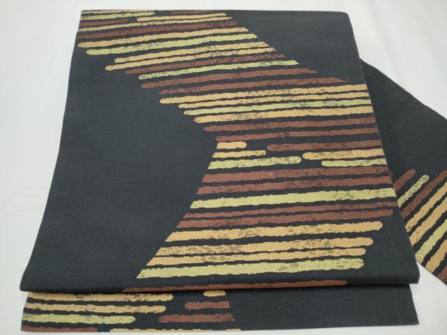 平和屋着物●九寸名古屋帯　霞文　正絹　逸品　CAAY2789hy