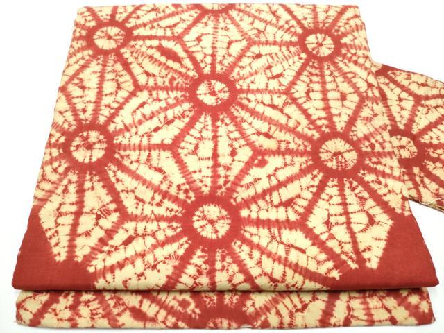 平和屋着物●茜染　九寸名古屋帯　麻の葉文様　正絹　逸品　CAAY2798hy