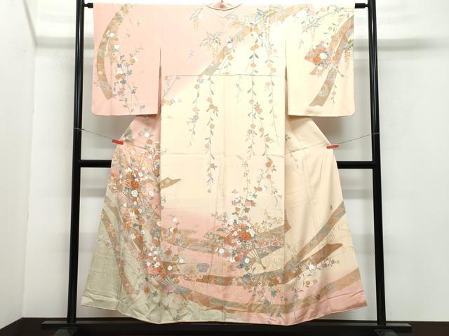 平和屋着物●訪問着　作家物　扇面御所車草花文　金彩　正絹　逸品　CAAY2816vf