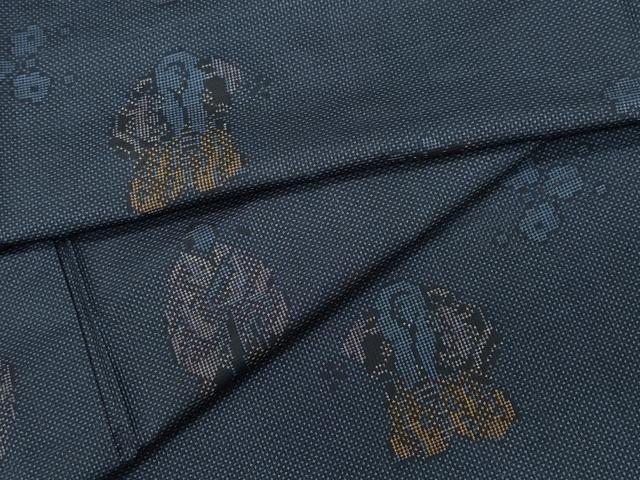 平和屋着物●本場大島紬　7マルキ　人物文　正絹　逸品　CAAY2819vf