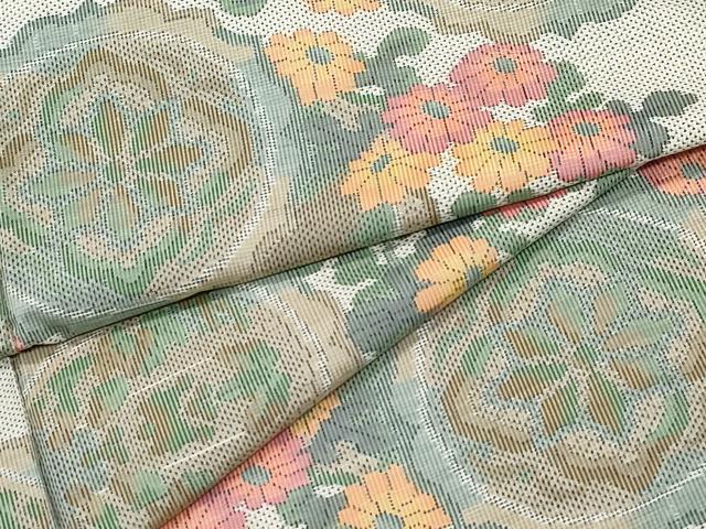 平和屋着物●本場大島紬　白大島　7マルキ　絵皿草花文　正絹　逸品　CAAY2827vf