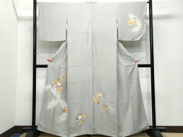 平和屋着物●訪問着　駒刺繍　舞花文　金彩　正絹　逸品　CAAY2833vf