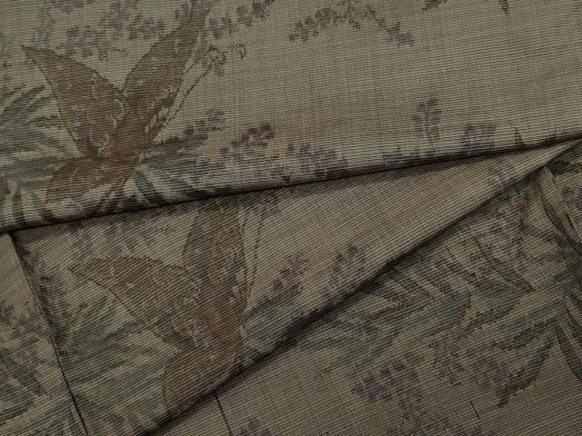 平和屋着物●上質な紬　舞蝶草花文　正絹　逸品　CAAY2854vf