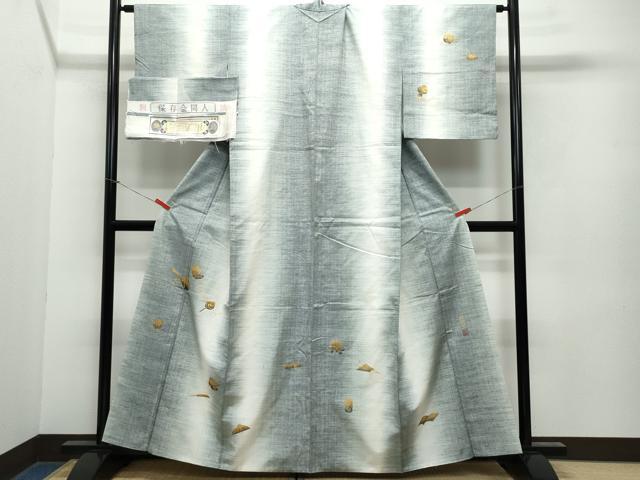 平和屋着物●訪問着　本場真綿絢結城紬　作家物　玩具文　金彩　証紙付き　正絹　逸品　CAAY2857vf