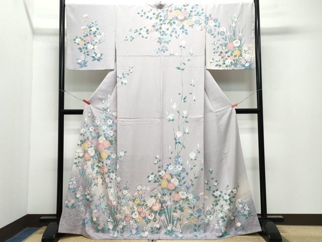 平和屋着物●訪問着　草花文　金彩　正絹　逸品　CAAY2894vf