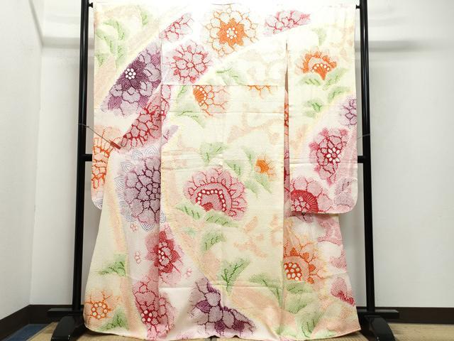 平和屋着物●名門　藤娘きぬたや・総絞り　振袖　舞花文　正絹　逸品　CAAY2899vf