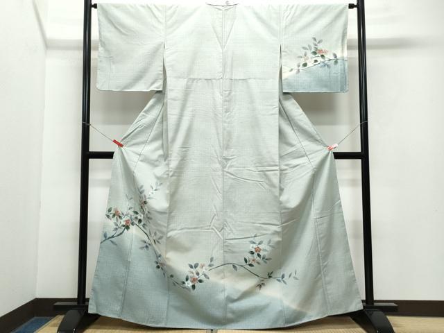 平和屋着物●訪問着　紬地　枝花文　正絹　逸品　CAAY2928vf