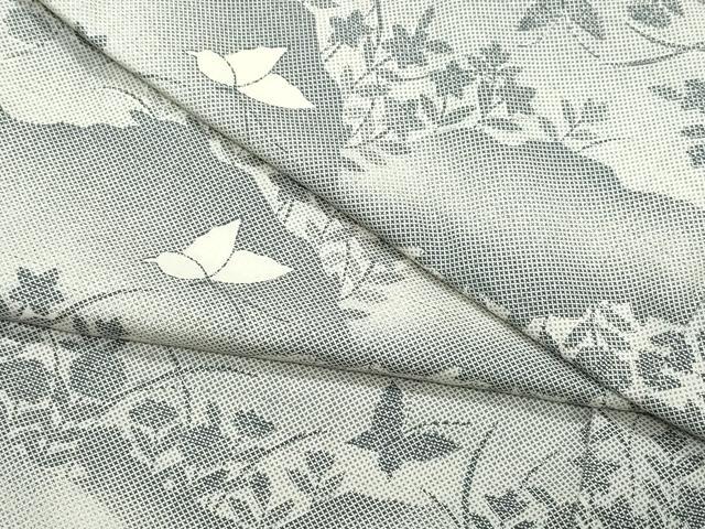 平和屋着物●上質な紬　舞蝶草花文　正絹　逸品　CAAY2952vf