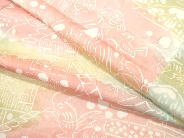 平和屋着物●上質な小紋　風景鳥文　正絹　逸品　CAAY2962vf